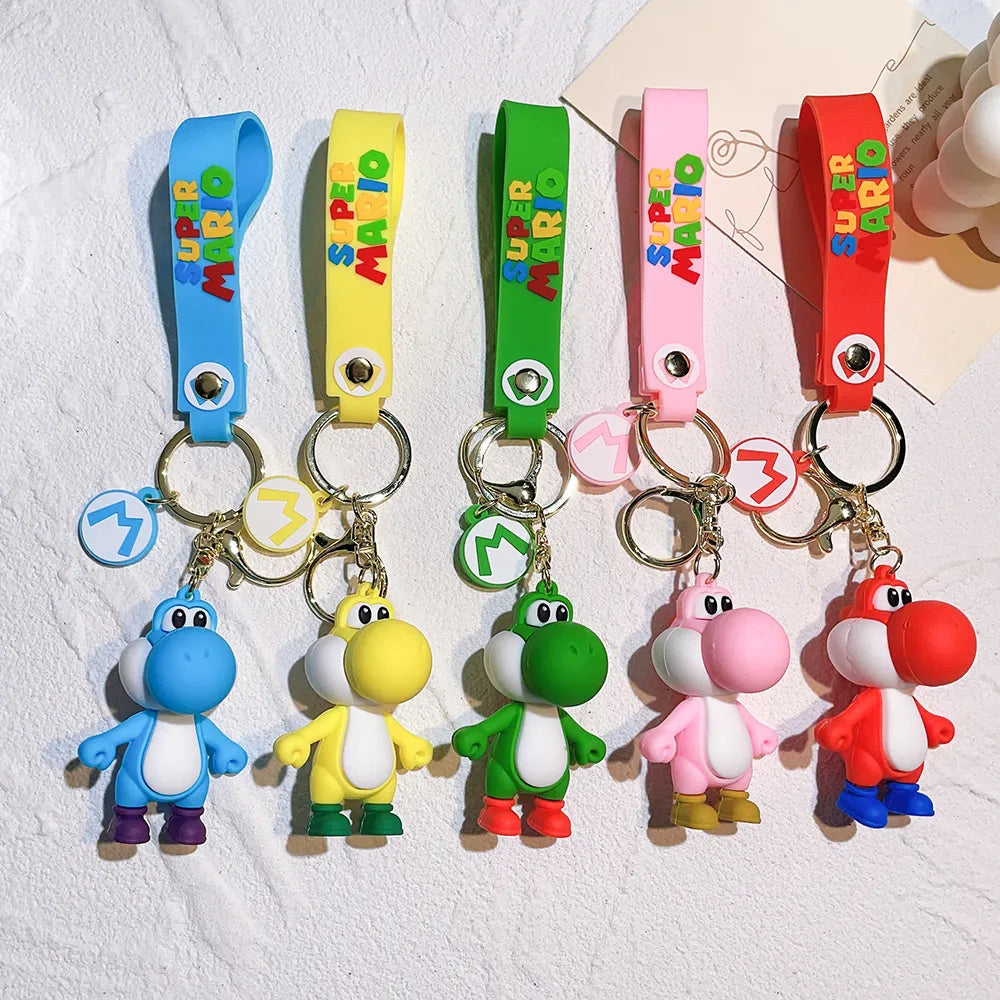 Classic Game Super Mario Bros Figure Keychain Cute Dragon Yoshi Pendan ...